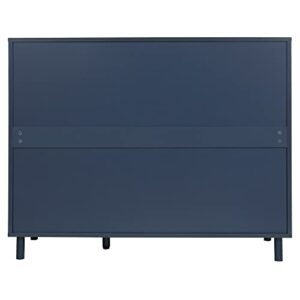 LEVNARY Sideboard Buffet Cabinet, Storage Cabinet with 3 Drawers and 3 Doors, Accent Console Table with Adjustable Shelves, Media Entertainment Center for Kitchen Living Room Entryway (Blue)