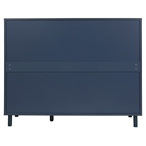 LEVNARY Sideboard Buffet Cabinet, Storage Cabinet with 3 Drawers and 3 Doors, Accent Console Table with Adjustable Shelves, Media Entertainment Center for Kitchen Living Room Entryway (Blue)