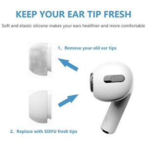 SIXFU 4 Size Ear Tips Compatible with AirPods Pro/AirPod Pro 2 Earbud Tip with AirPods Cleaner, Replacement Tips with Active Noise Reduction Hole (XS/S/M/L)