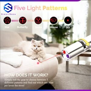 SimsirNess Cat and Dog Laser Pointer Toy Set - Interactive Exercise Toys 3-Pcs Set with Ultrasonic Whistle, Black Cord, and Premium Gift Box - USB Rechargeable Pet Training Toys