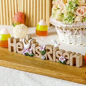 He is Risen Table Top Decoration Easter Resin Table Sign Cross Dove Flowers Easter Table Decor Easter Centerpieces for Tables Rustic Table Top Easter Decorations for Home Dining Room Spring Decor