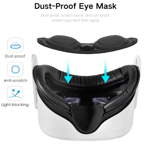 VR Facial Face Cover with Quest 2, Face Cushion Pad Compatible Facial Interface Bracket Foam Replacement with Two Face Covers & Facial Frame & Anti-Leakage Nose Pad & Lens Cover and Stick Caps