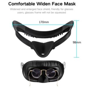 VR Facial Face Cover with Quest 2, Face Cushion Pad Compatible Facial Interface Bracket Foam Replacement with Two Face Covers & Facial Frame & Anti-Leakage Nose Pad & Lens Cover and Stick Caps