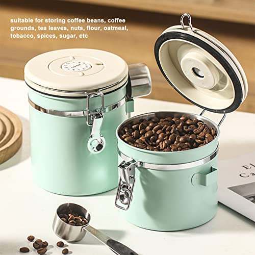 GOWENIC Coffee Canister Stainless Steel Container with Scoop, Kitchen Food Storage Container, Food Grade Stainless Steel Canister Set for Beans Ground Tea Flour Cereal Sugar (1.5L)