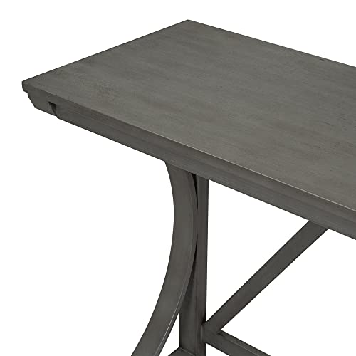 VilroCaz Farmhouse 3-Piece Counter Height Dining Table Set with USB Port and 2 Upholstered Stools, Rustic Dining Set Bar Set for Dining Room Kitchen (Gray-R)