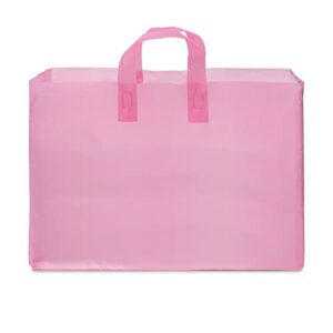 Pink Gift Bags - 16x6x12 200 Pack Large Frosted Plastic Shopping Bags with Handles, Gift Wrap Totes for Small Business, Retail & Boutique Merchandise Use, Birthday Party, Goodie & Favor Bags, in Bulk