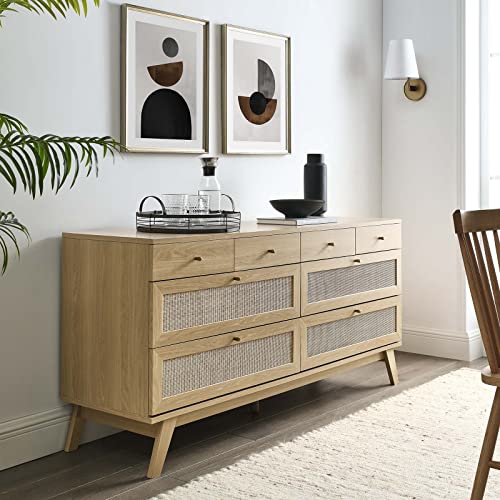 Modway Soma 8-Drawer Double Dresser in Oak