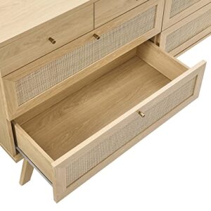 Modway Soma 8-Drawer Double Dresser in Oak