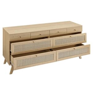 Modway Soma 8-Drawer Double Dresser in Oak