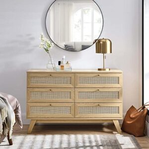 Modway Soma 6-Drawer Double Dresser in Oak, 18.5 x 47 x 30