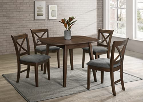 Liveasy Furniture 5-Piece Wood Extendable Dining Table Set with Drop Leaf Table and 4 Upholstered Chairs for Small Places (4 Seats)