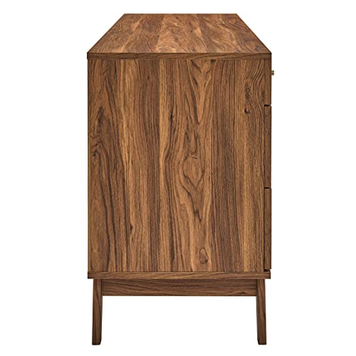 Modway Soma 8-Drawer Double Dresser in Walnut, 62 x 18.5 x 30