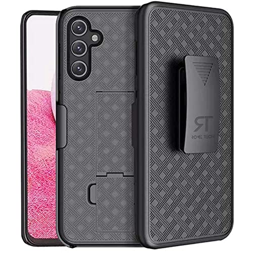 Rome Tech Belt Clip Phone Case for Samsung Galaxy A14 5G [SM-A146] Slim Heavy Duty Rugged Slide Hip Holster Cover with Kickstand Compatible with Galaxy A 14 5G - Black Lines