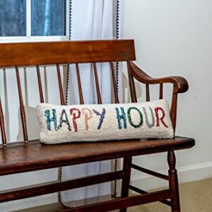 Chandler 4 Corners Artist-Designed Happy Hour Hand-Hooked Wool Decorative Throw Pillow (8” x 24”) Pub & Bar Pillow for Couches & Beds- Easy Care & Low Maintenance Pillow for Restaurants or Homes