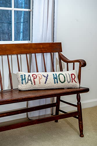 Chandler 4 Corners Artist-Designed Happy Hour Hand-Hooked Wool Decorative Throw Pillow (8” x 24”) Pub & Bar Pillow for Couches & Beds- Easy Care & Low Maintenance Pillow for Restaurants or Homes