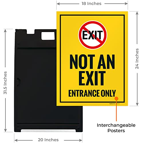 Enter Only   Not An Exit Entrance Only With No Exit Symbol  Sidewalk Sign Kit, 18x24 Inches, With A Frame Stand, Made in USA by Sigo Signs