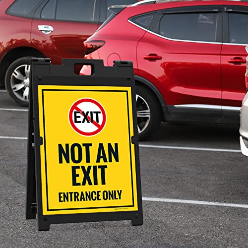 Enter Only   Not An Exit Entrance Only With No Exit Symbol  Sidewalk Sign Kit, 18x24 Inches, With A Frame Stand, Made in USA by Sigo Signs