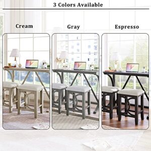 BEDGJH Dining Table Set,Farmhouse 3-Piece Counter Height Dining Table Set with USB Port and Upholstered Stools,Space-Saving Dining Table and Chairs Set for 2 (Espresso)