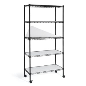 caphaus nsf heavy duty wire shelving w/wheels, leveling feet & liners, storage metal shelf, garage shelving storage, utility wire rack storage shelves, w/white clear liner, 30 x 14 x 61 5-tier