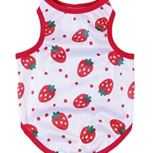 QWINEE Cute Dog Tank Top Fruit Strawberry Print Cat Puppy Shirt Breathable Lightweight Pet Vest Small Medium Large Dogs Cats Kitten Clothes Red B S