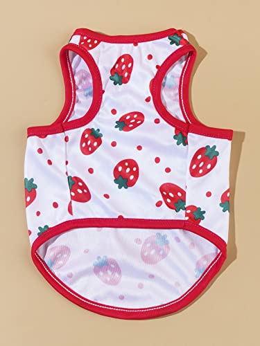 QWINEE Cute Dog Tank Top Fruit Strawberry Print Cat Puppy Shirt Breathable Lightweight Pet Vest Small Medium Large Dogs Cats Kitten Clothes Red B S