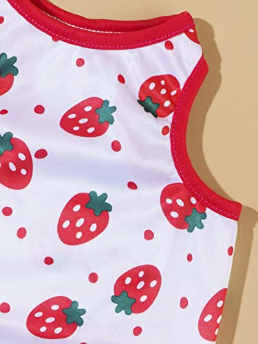 QWINEE Cute Dog Tank Top Fruit Strawberry Print Cat Puppy Shirt Breathable Lightweight Pet Vest Small Medium Large Dogs Cats Kitten Clothes Red B S