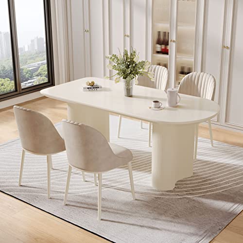 QEZEOM Dining Table and Chairs 5 Pieces Set of 4 People Dining Table Kitchen Table and Chairs Modern Elegant Furniture Metal Frame