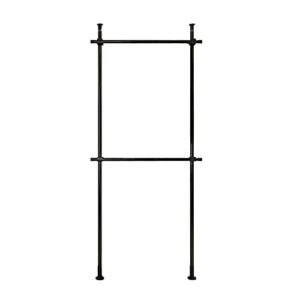 Industrial Pipe Clothes Rack, 2 Tier Clothing Rack with Shelves, Heavy Duty Detachable Wall Mounted Black Iron Garment Bar, Clothing Store Display Stands Garment Rack Closet System (120 x 43.3inch)