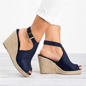 NOLDARES Womens Sandals Dressy Summer Casual Platform Wedges Womens Sandals Floral Lace Up Open Toe High Heel Wedge Sandals