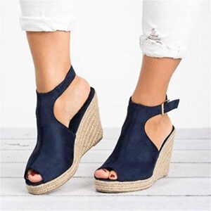 NOLDARES Womens Sandals Dressy Summer Casual Platform Wedges Womens Sandals Floral Lace Up Open Toe High Heel Wedge Sandals