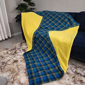 Durx-litecrete Fleece Throw Blanket - Multi-Color Plaid Safari Throw Blanket (74"x56") Cozy, Comfortable, Stylish - Kenyan Tribal Maasai shuka, Multi-Use Blanket, Picnic Mat - Yellow