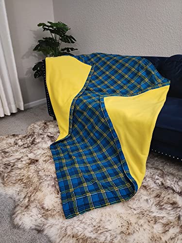 Durx-litecrete Fleece Throw Blanket - Multi-Color Plaid Safari Throw Blanket (74"x56") Cozy, Comfortable, Stylish - Kenyan Tribal Maasai shuka, Multi-Use Blanket, Picnic Mat - Yellow