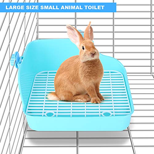 LIZEALUCKY Rabbit Litter Box Toilet, Plastic Square Cage Box Potty Trainer Corner Litter Bedding Box Pet Pan for Small Animals, Rabbits, Guinea Pigs, Chinchilla, Ferret, Galesaur, 11 x 8.7 x 5.9 in