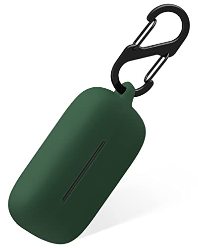 Geiomoo Silicone Case Compatible with EarFun Free Pro 2, Protective Cover with Carabiner (Emerald Green)