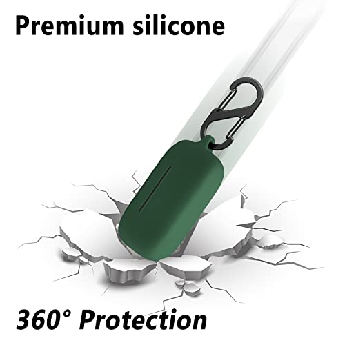 Geiomoo Silicone Case Compatible with EarFun Free Pro 2, Protective Cover with Carabiner (Emerald Green)