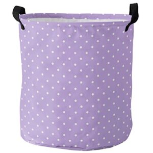 purple white polka dot large laundry basket, waterproof laundry hamper for baby clothes, simple texture spring color foldable laundry baskets with handles, 13.8''x17''