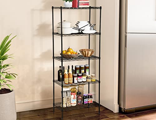 Storage Shelves, 5 Tier Commercial NSF Certified Metal Shelving, Heavy Duty Wire Shelving Unit for Kitchen Restaurant Bathroom Office Pantry, 14"Lx24"Wx60"H Metal Shelves For Storage Utility Shelf