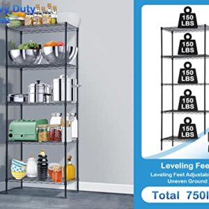 Storage Shelves, 5 Tier Commercial NSF Certified Metal Shelving, Heavy Duty Wire Shelving Unit for Kitchen Restaurant Bathroom Office Pantry, 14"Lx24"Wx60"H Metal Shelves For Storage Utility Shelf