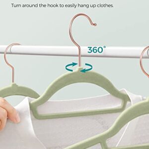 SONGMICS 30-Pack Pants Hangers and 50-Pack Clothes Hangers Bundle, Velvet Hangers with Adjustable Clips and Swivel Hooks, Space-Saving, Pale Purple and Pale Green UCRF012GP30 and UCRF021GR50