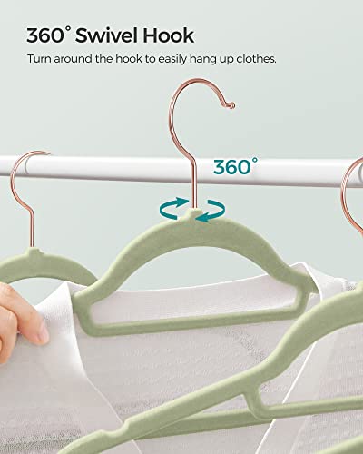 SONGMICS 30-Pack Pants Hangers and 50-Pack Clothes Hangers Bundle, Velvet Hangers with Adjustable Clips and Swivel Hooks, Space-Saving, Pale Purple and Pale Green UCRF012GP30 and UCRF021GR50