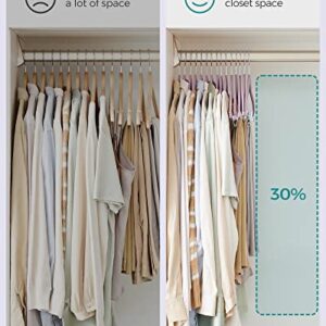 SONGMICS 30-Pack Pants Hangers and 50-Pack Clothes Hangers Bundle, Velvet Hangers with Adjustable Clips and Swivel Hooks, Space-Saving, Pale Purple and Pale Green UCRF012GP30 and UCRF021GR50