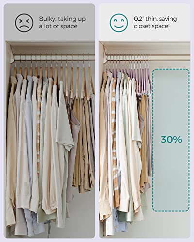 SONGMICS 30-Pack Pants Hangers and 50-Pack Clothes Hangers Bundle, Velvet Hangers with Adjustable Clips and Swivel Hooks, Space-Saving, Pale Purple and Pale Green UCRF012GP30 and UCRF021GR50