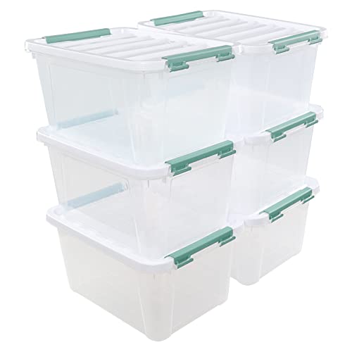 Pekky 20 Quart Clear Storage Bin with Lid, 6 Pack Plastic Latching Container Box