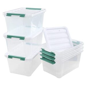 Pekky 20 Quart Clear Storage Bin with Lid, 6 Pack Plastic Latching Container Box