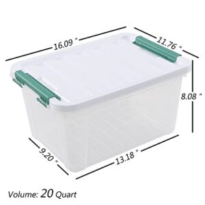 Pekky 20 Quart Clear Storage Bin with Lid, 6 Pack Plastic Latching Container Box