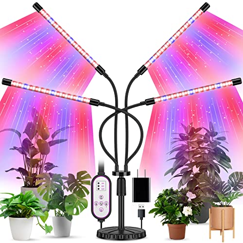 ZDMATHE 120W LEDs Plant Grow Lights for Indoor Plants Growing, Height Adjustable Full Spectrum LED Grow Lights for Seed Starting - 4/8/12H Timer, 3 Switch Modes, 10 Dimmable Brightness