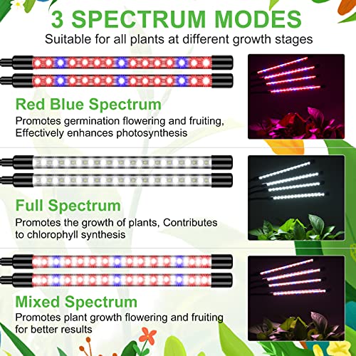 ZDMATHE 120W LEDs Plant Grow Lights for Indoor Plants Growing, Height Adjustable Full Spectrum LED Grow Lights for Seed Starting - 4/8/12H Timer, 3 Switch Modes, 10 Dimmable Brightness