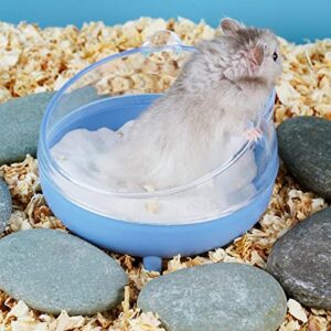 elegantstunning Hamster Transparent Bathing Tub Detachable Anti-Splash Large Space Bathroom Sand Nest Pet Supplies [Blue]