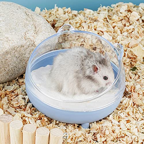 elegantstunning Hamster Transparent Bathing Tub Detachable Anti-Splash Large Space Bathroom Sand Nest Pet Supplies [Blue]