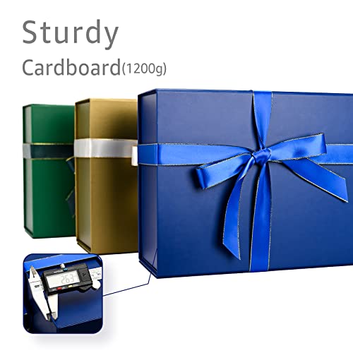 LIFELUM Gift Box 13.8 x 8.3 x 4.4 inch, Large Gift Box with Lids for Presents Ribbon,Card,Shredded Paper Filler Magnetic Closure for Thanksgiving, Holidays, Birthdays（Navy Blue）